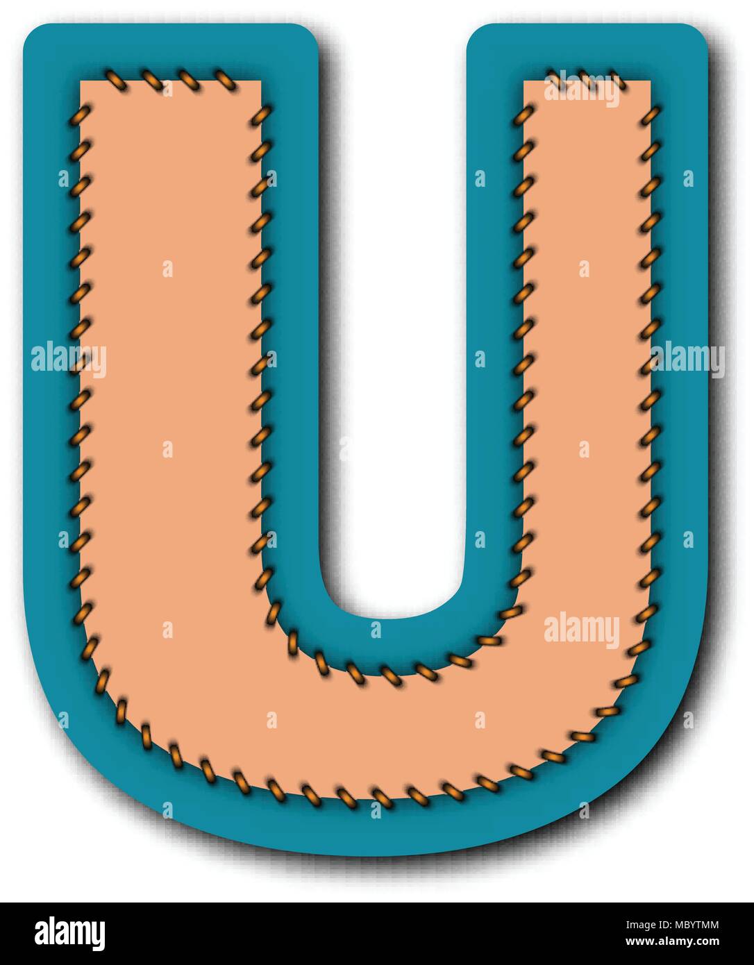 U character of alphabet in Embroidered patch work concept for vector ...