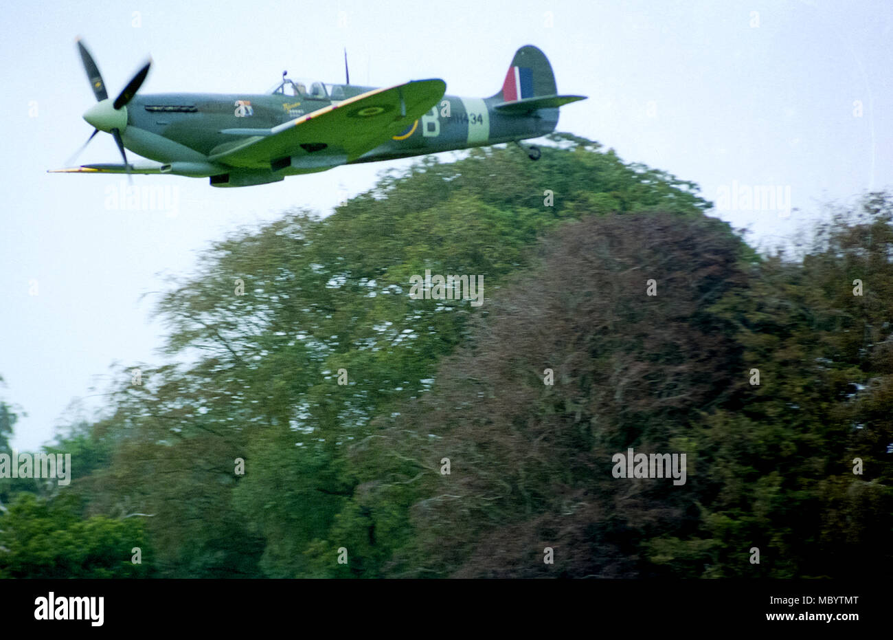 Daredevil Spitfire pilot flying at a charity cricket match at Goodwood ...