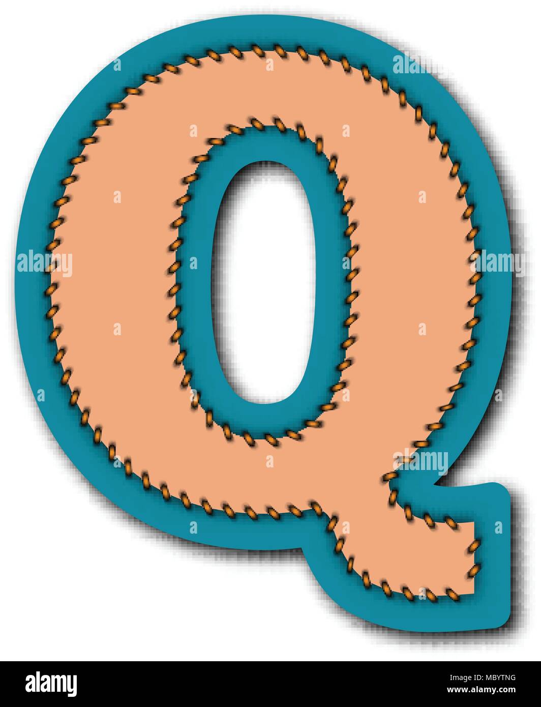 T charactor of alphabet in Embroidered patch work concept for vector ...