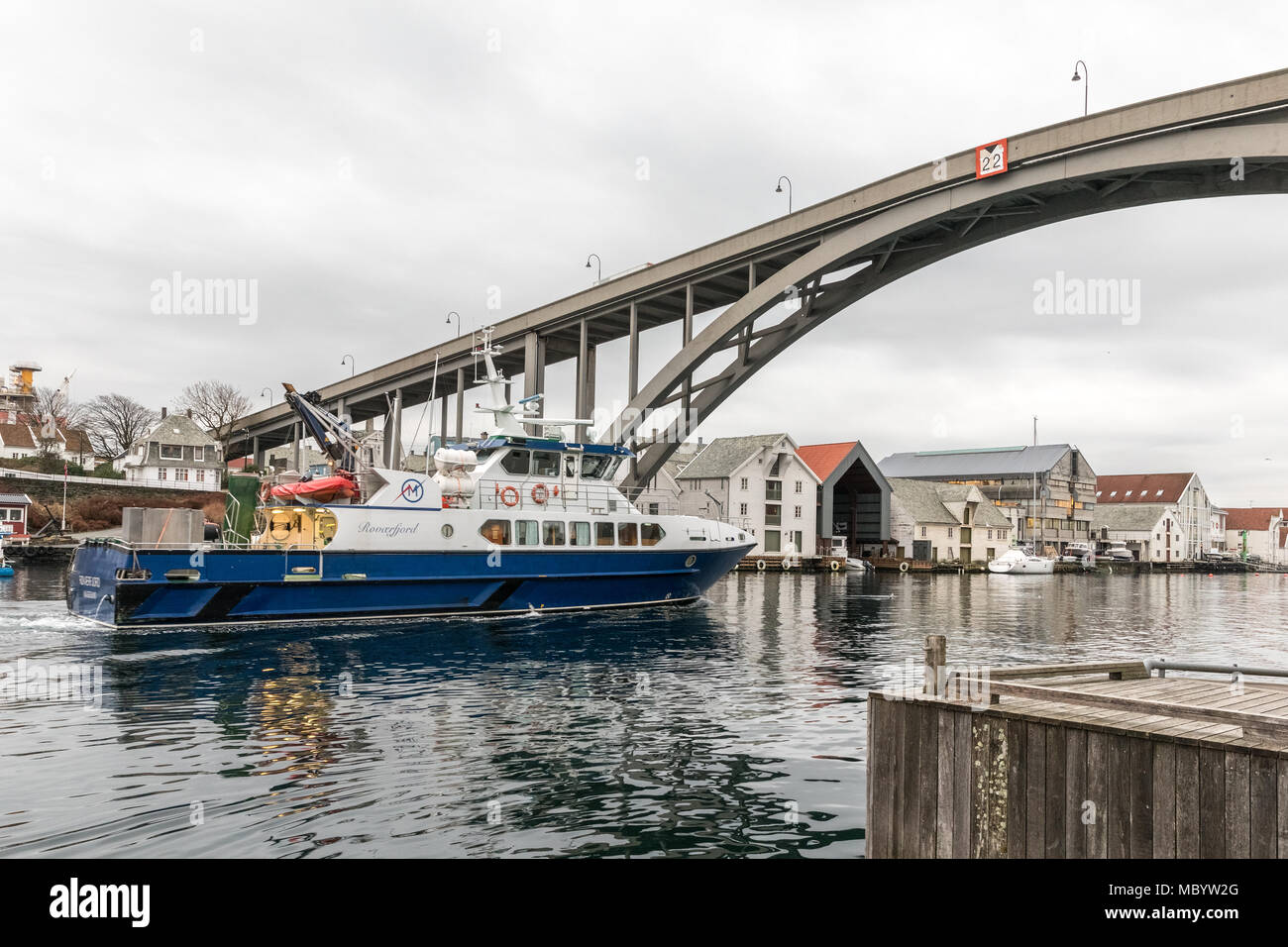 Haugesund, Norway - January 9, 2018: The ferry Rovaerfjord, ocean liner ...
