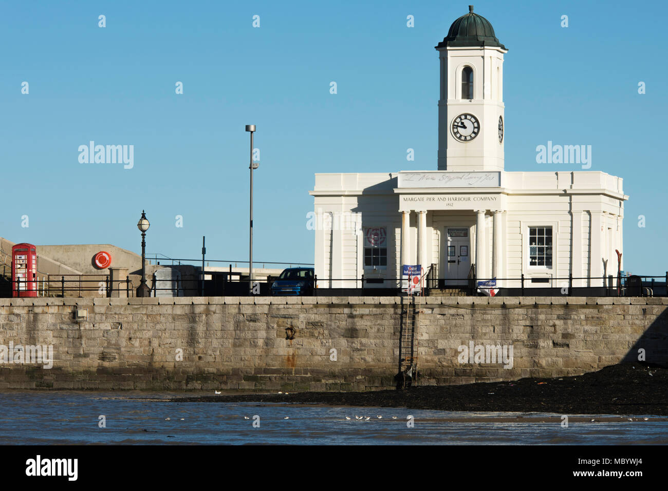 The clock tower on Margate Harbour arm on a sunny day Stock Photo - Alamy