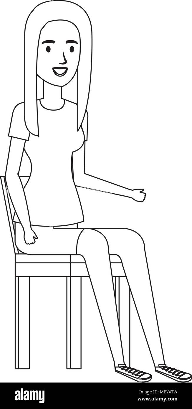 beautiful woman sitting in chair avatar character Stock Vector Image ...