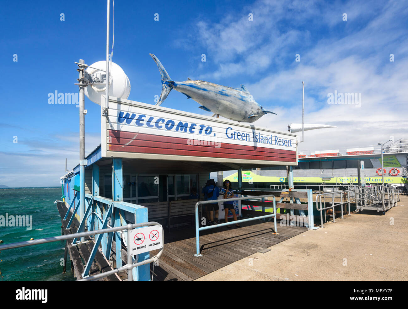 Welcome to Green Island Resort sign, Great Barrier Reef, Far North ...