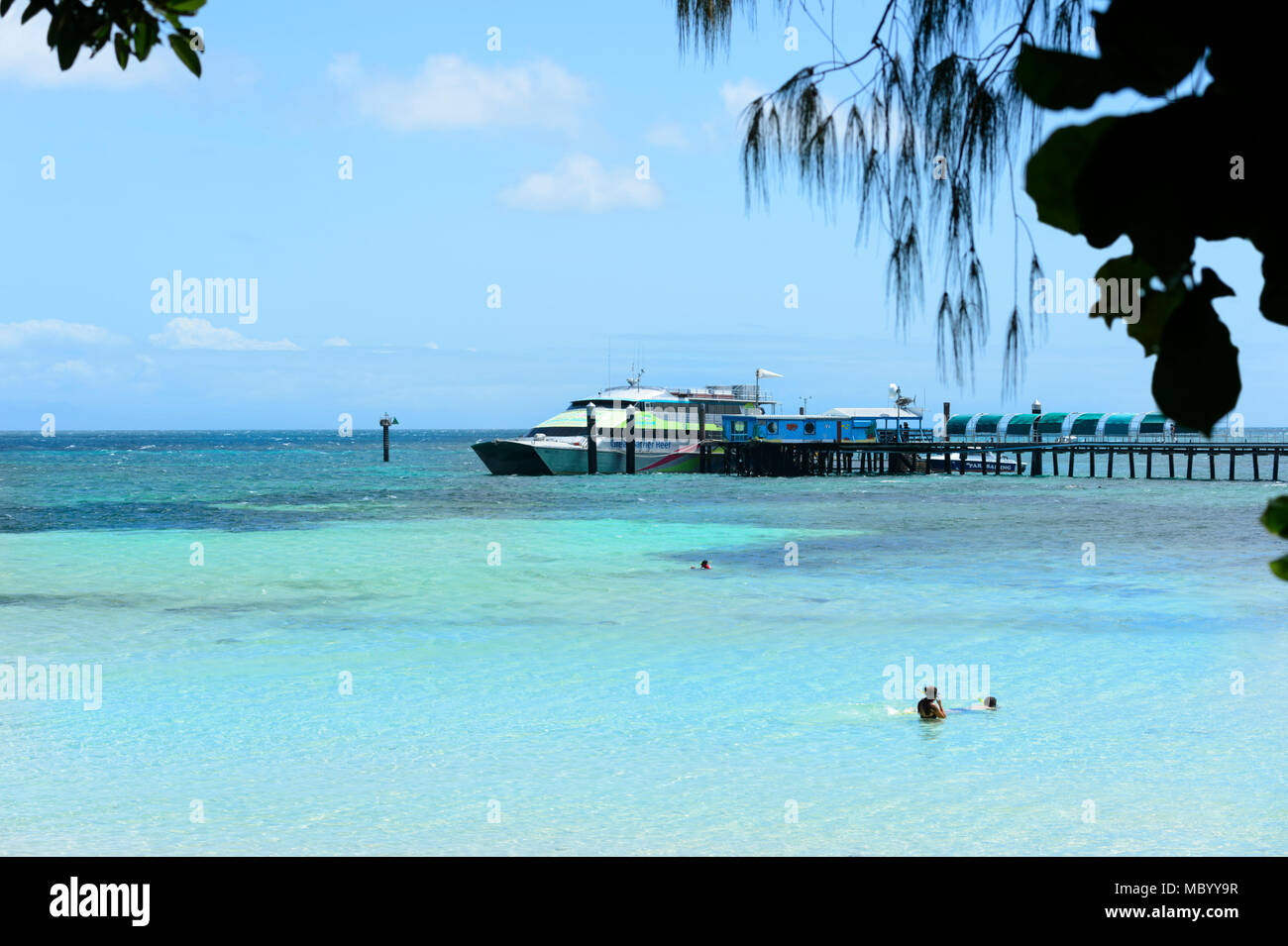 Big Cat Green Island Reef Cruises boat moored at the jetty, Great ...