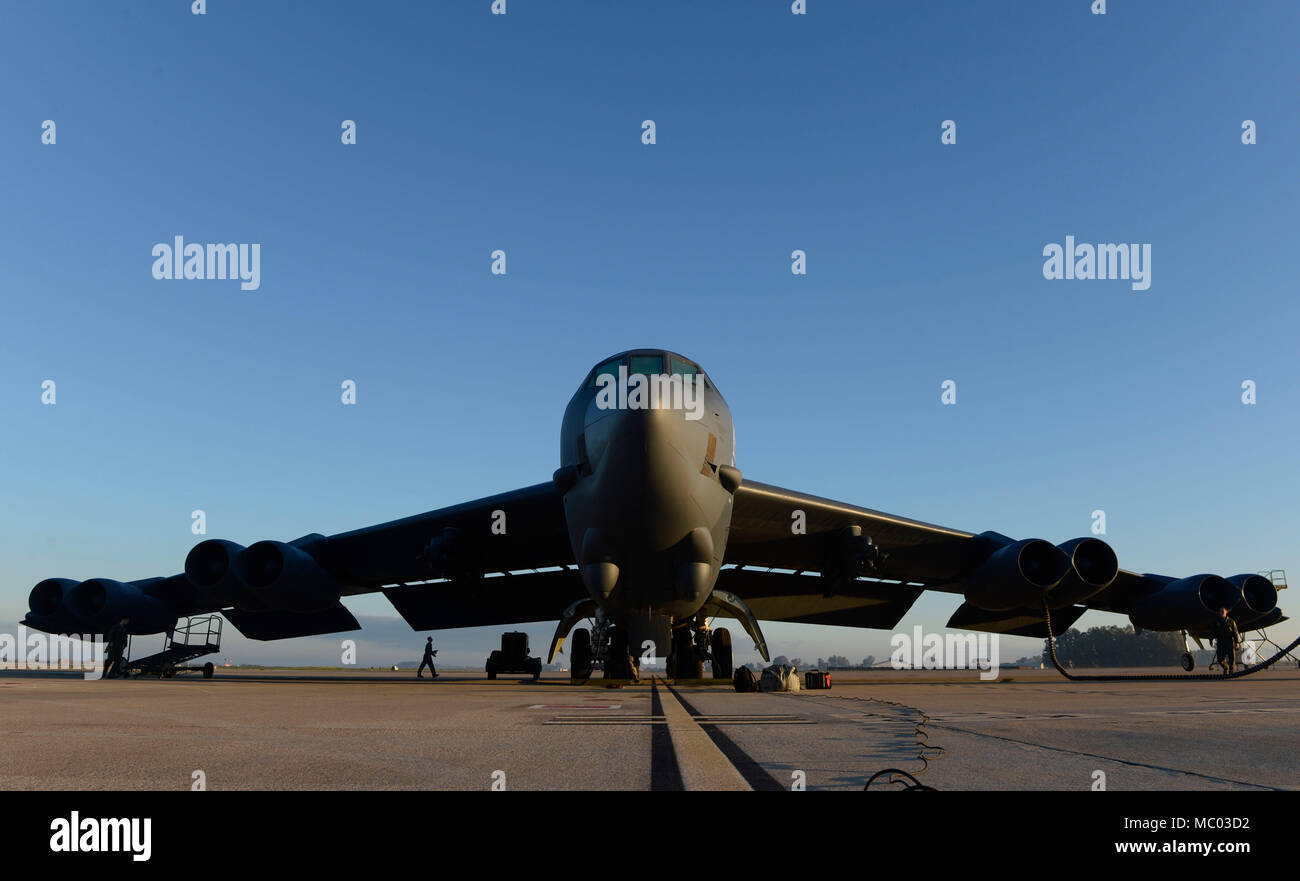 A B-52 Stratofortress sits on the flightline of Morón Air Base, Spain ...