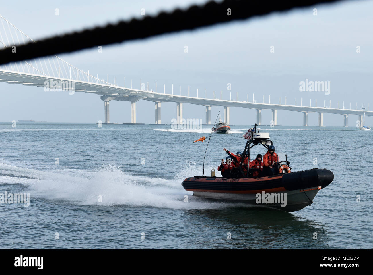 A Coast Guard 26-foot Over-the-Horizon Interceptor boat crew from Coast ...