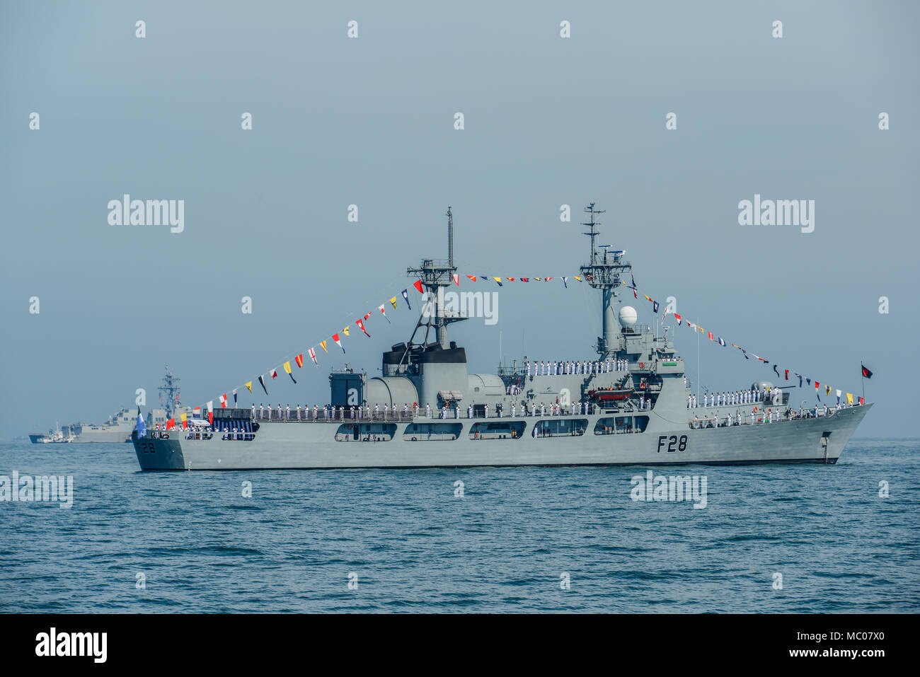 Pattaya, Thailand - November 18, 2017, Navy warships running on sea on ...