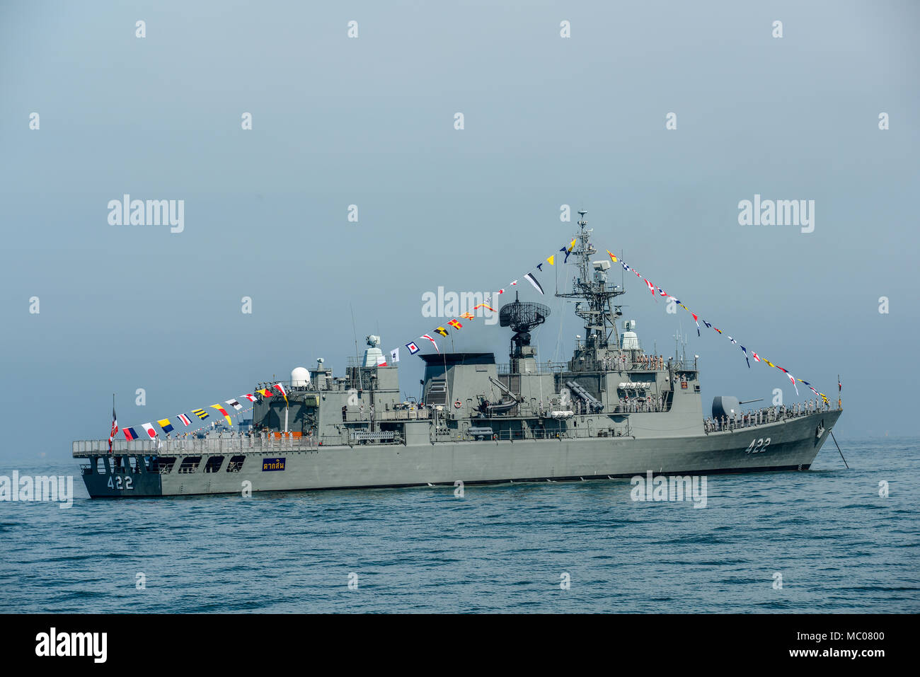 Pattaya, Thailand - November 18, 2017, Navy warship running on sea on ...