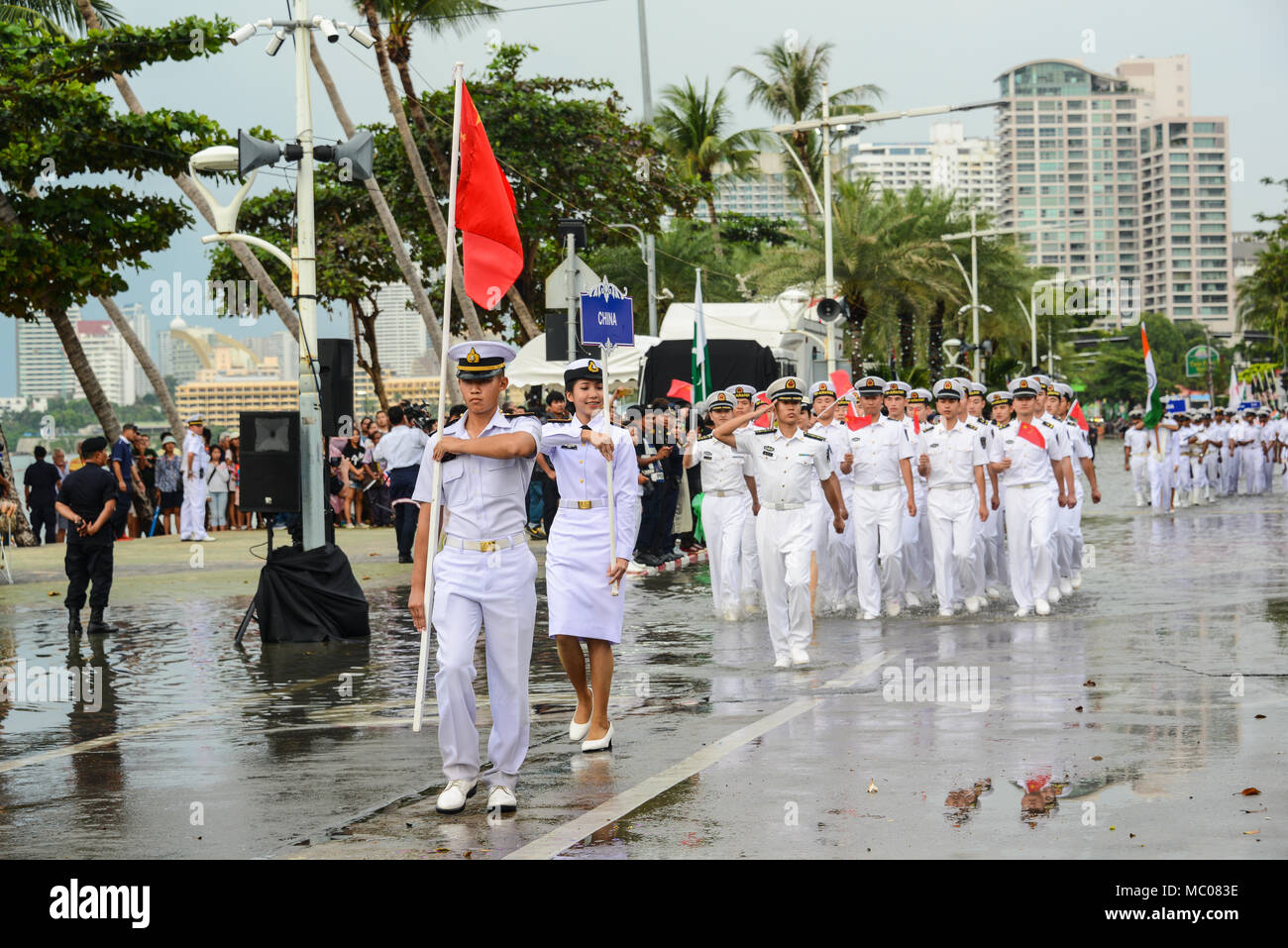 Pattaya, Thailand - November 19, 2017: China Navy parade marching on ...