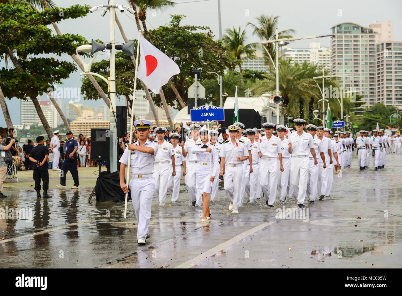 Pattaya, Thailand - November 19, 2017: Japan Navy parade marching on ...