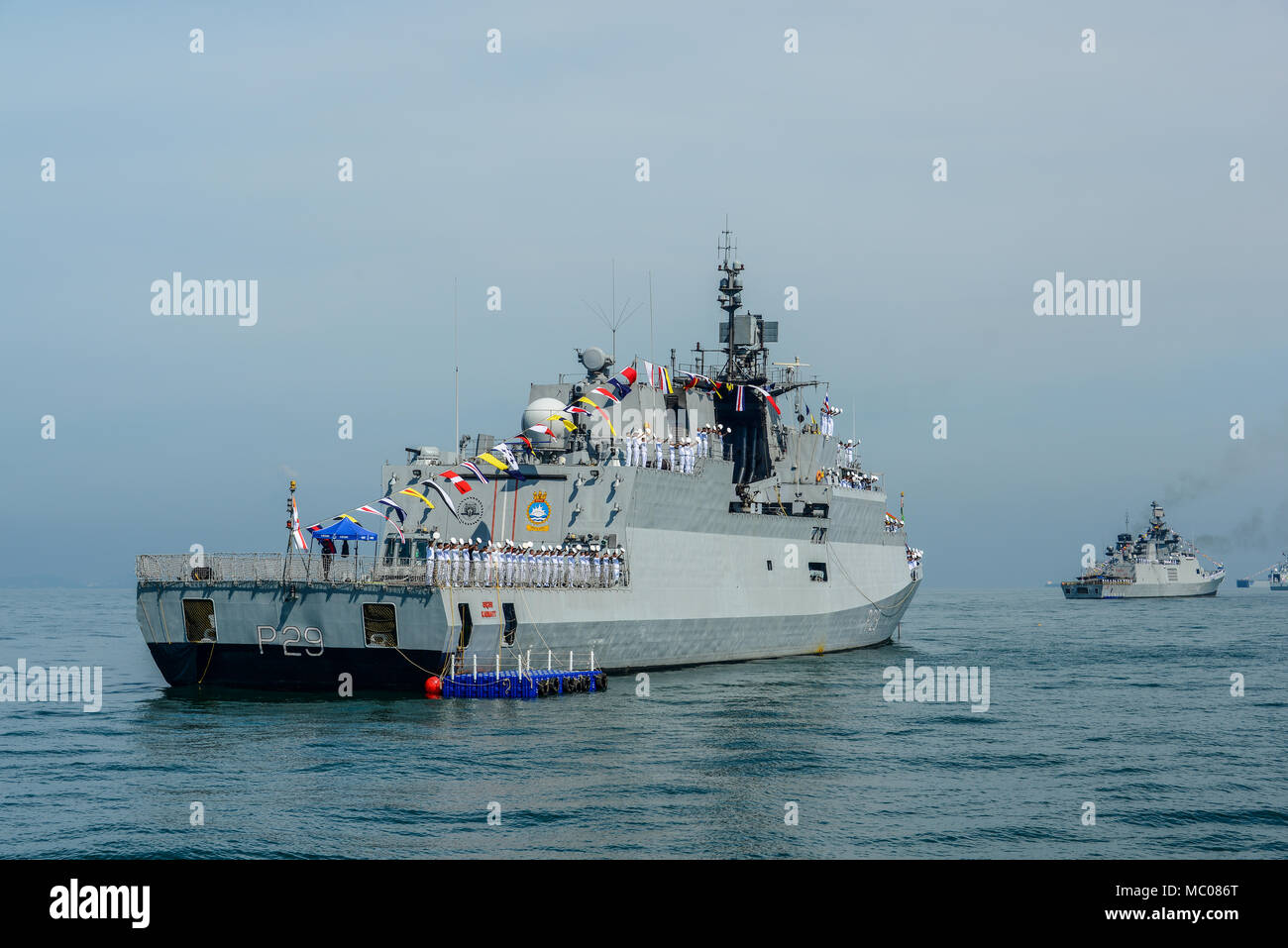 Pattaya, Thailand - November 18, 2017, Navy warships running on sea on ...