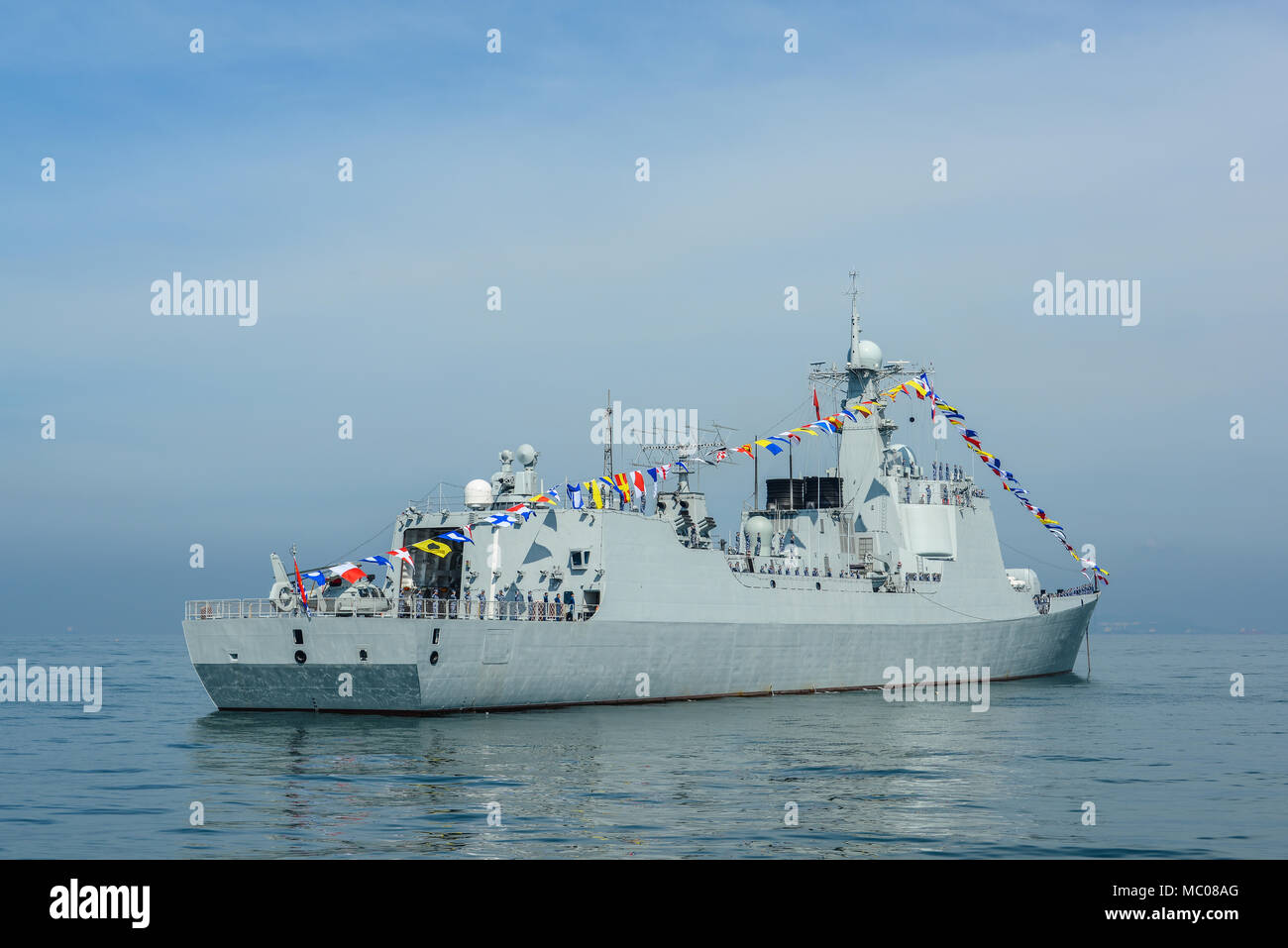 Pattaya, Thailand - November 18, 2017, Navy warship running on sea on ...