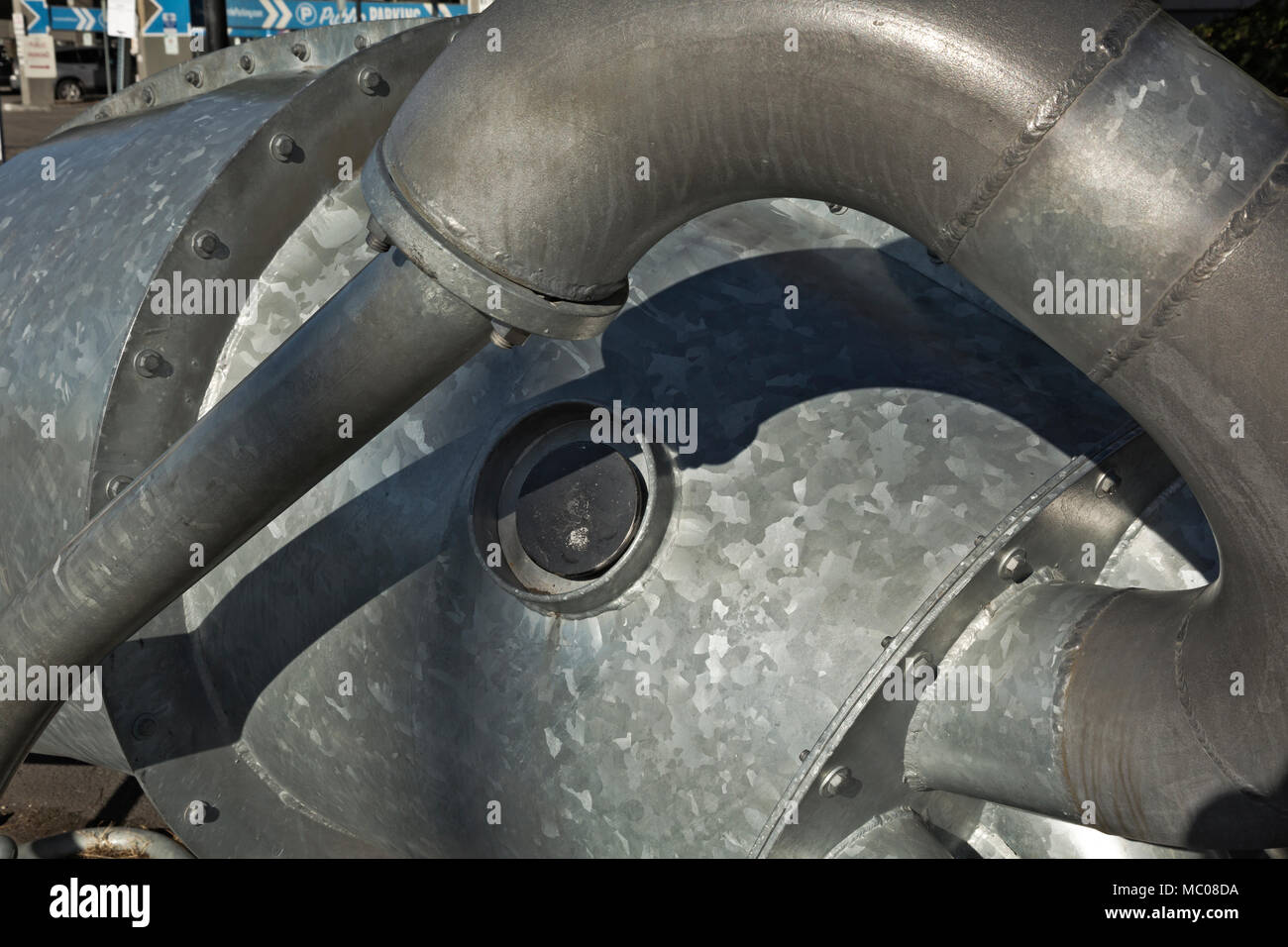 WA15125-00...WASHINGTON - The eye of a metal sculpture of a giant squid ...