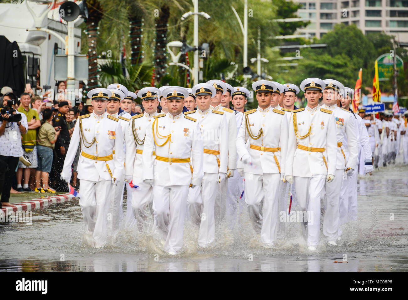 Pattaya, Thailand - November 19, 2017: Russia Navy parade marching on ...