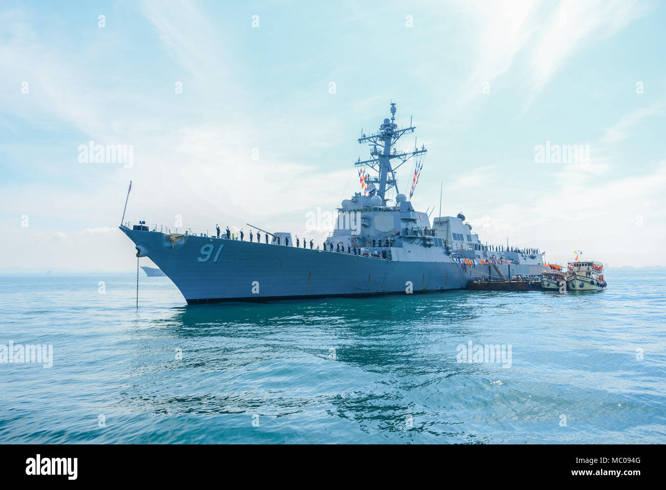 Pattaya, Thailand - November 18, 2017, Navy warship running on sea on ...