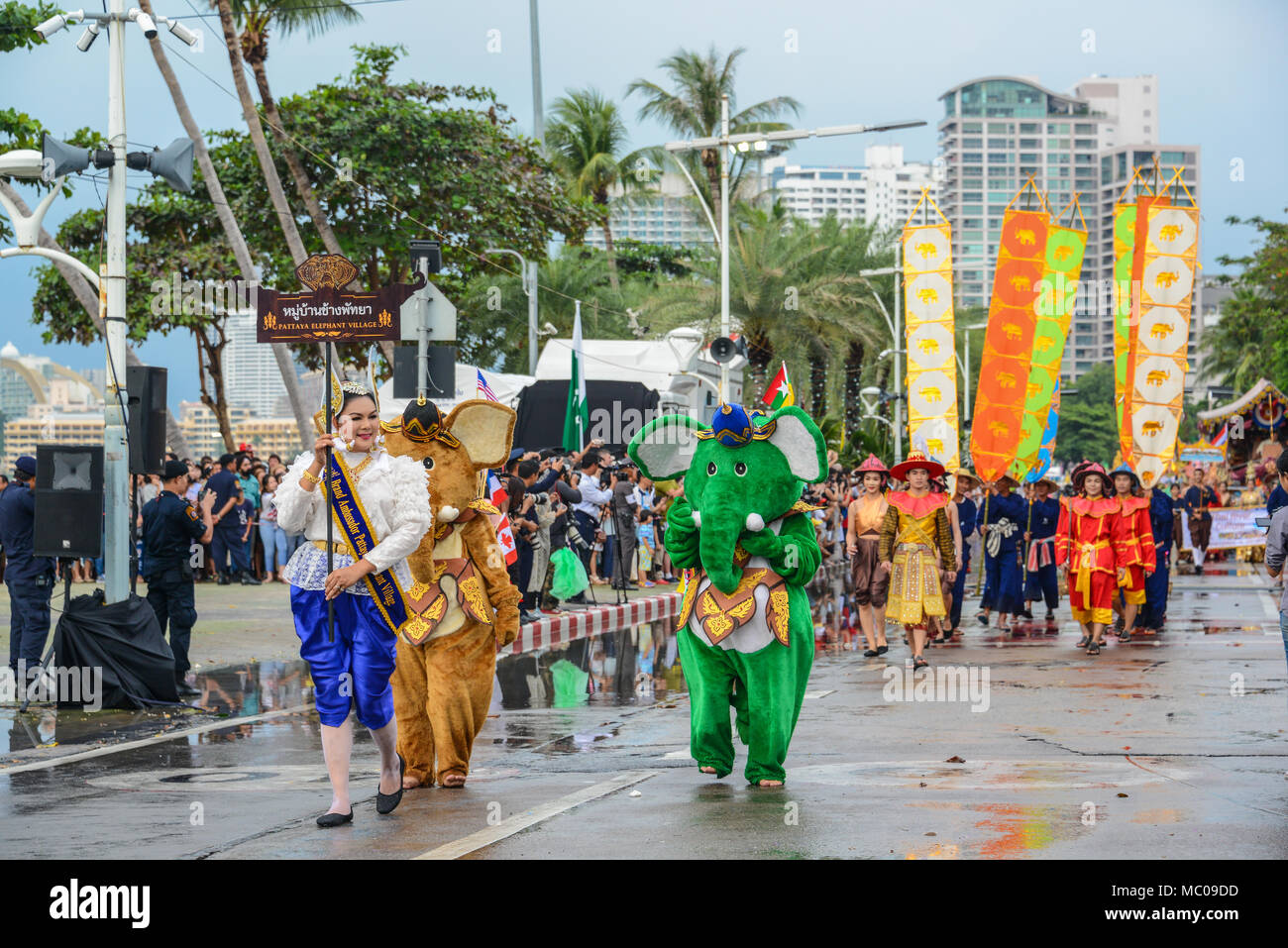 Pattaya, Thailand - November 19, 2017: Pattaya Elephant Village parade ...