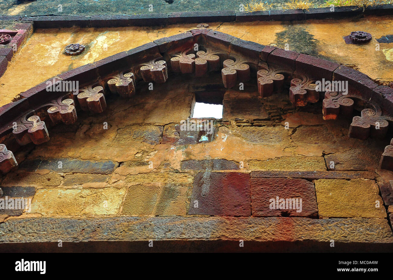 Detail of wall at entrance gates to Ranthambore Fort, Rajasthan, India ...