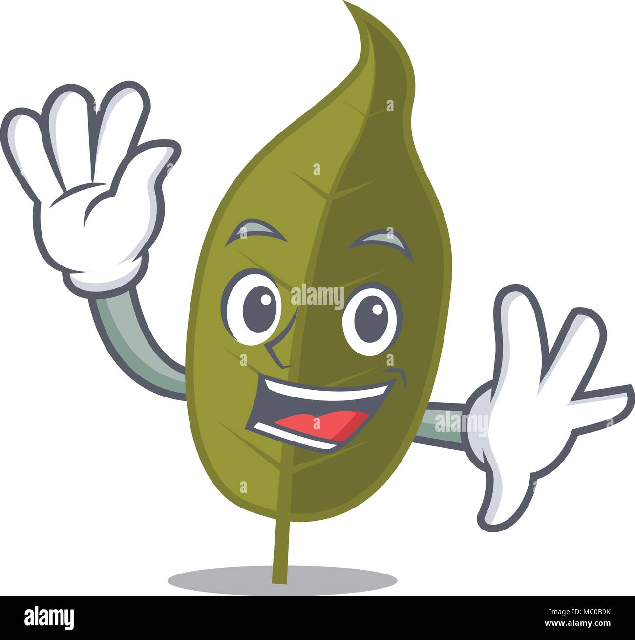 Waving bay leaf character cartoon vector illustration Stock Vector ...