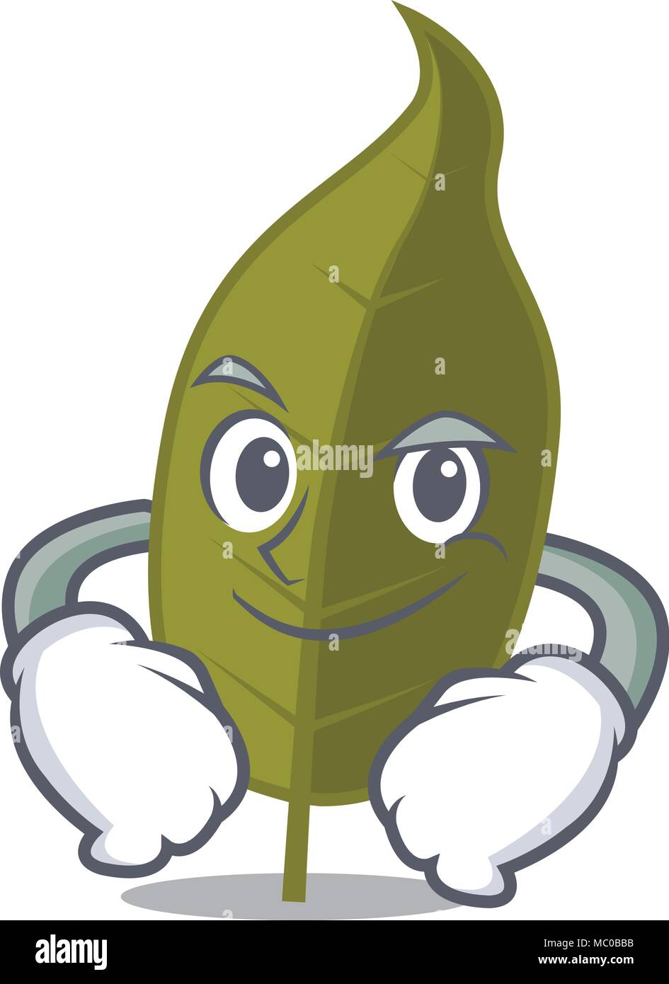 Smirking bay leaf character cartoon vector illustration Stock Vector ...