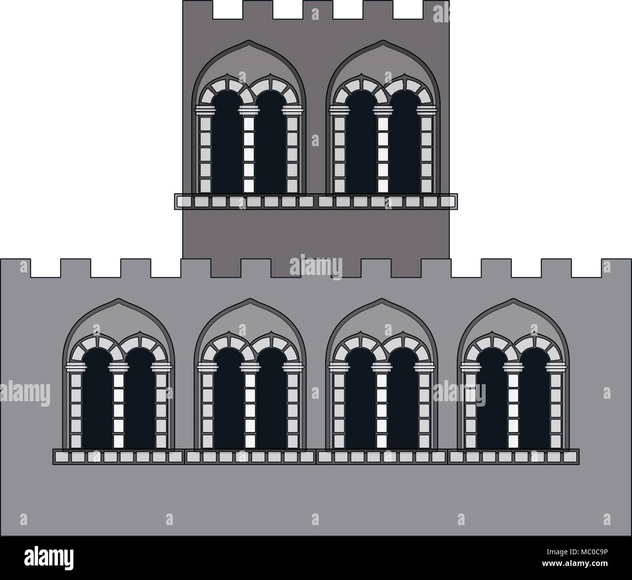 facade and windows of medieval castle Stock Vector Image & Art - Alamy
