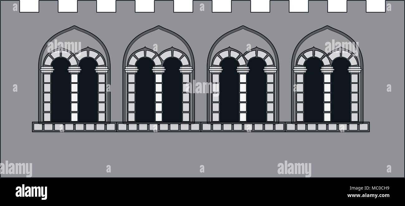 facade and windows of medieval castle Stock Vector Image & Art - Alamy