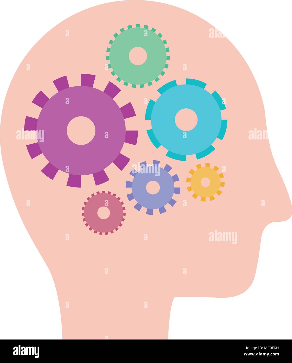 Human head gears work outline hi-res stock photography and images - Alamy