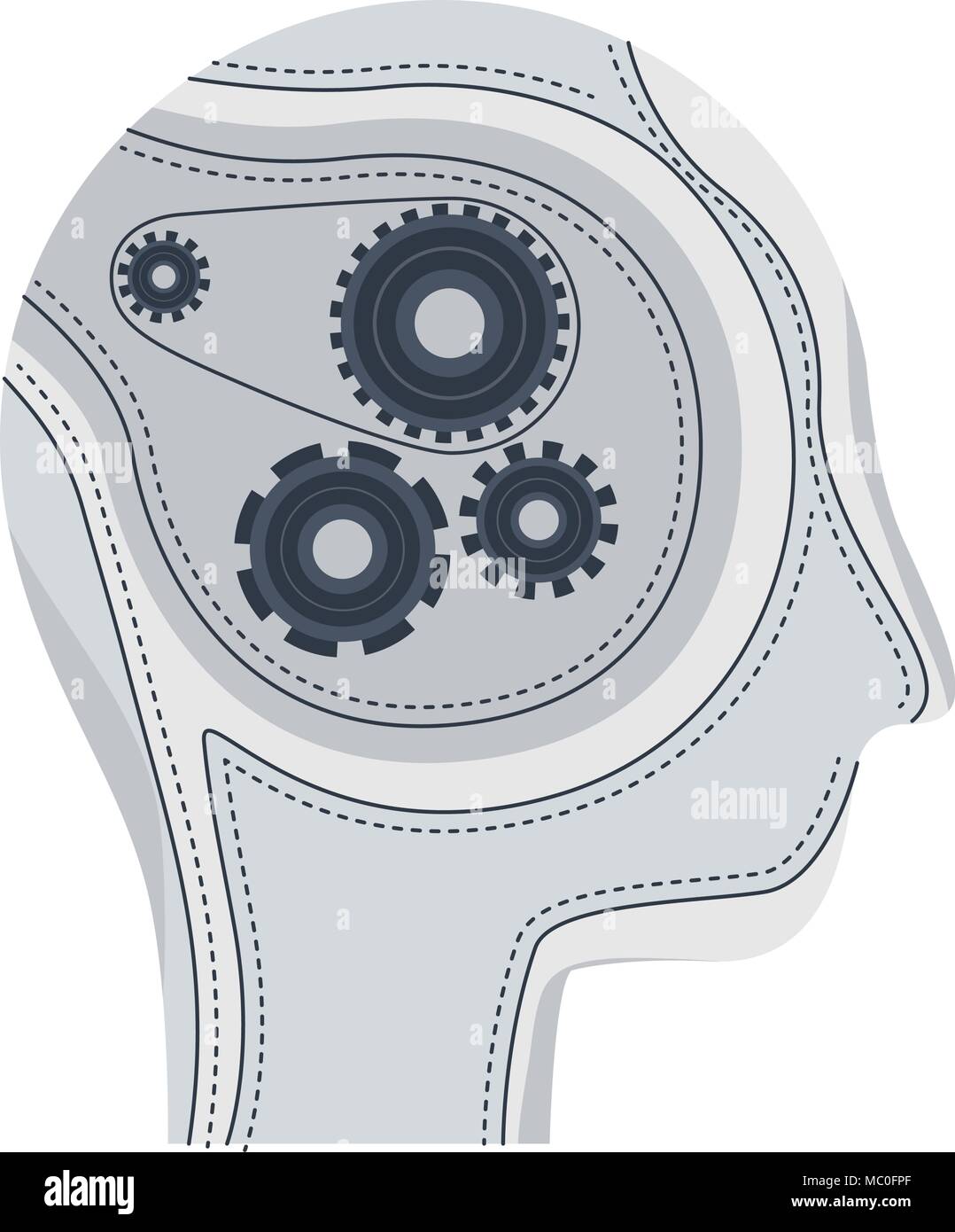 Human head gears work outline hi-res stock photography and images - Alamy