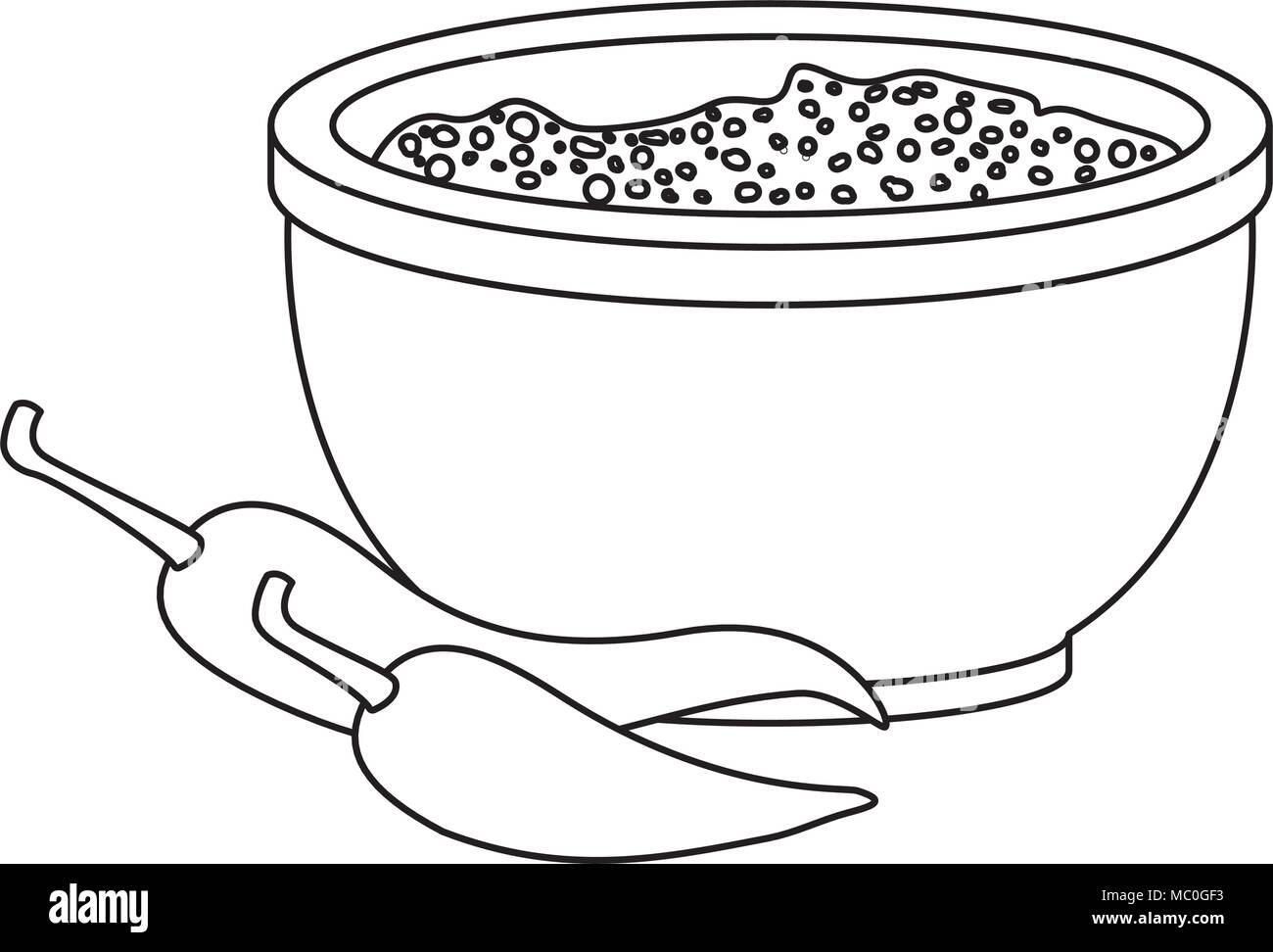 chilli pepper hot vegetable with sauce in vessel Stock Vector Image ...