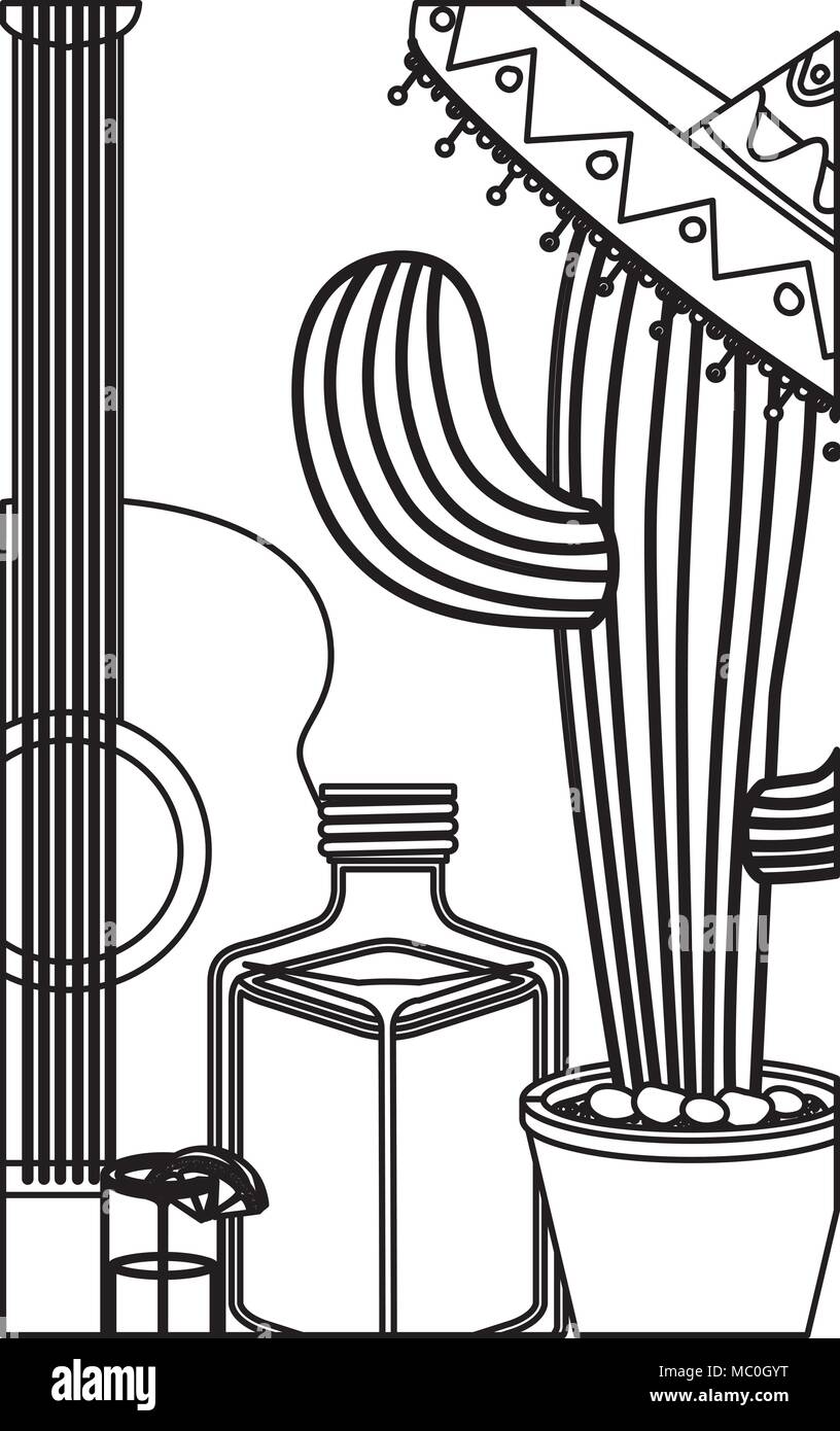 cactus with mexican party icons Stock Vector Image & Art - Alamy