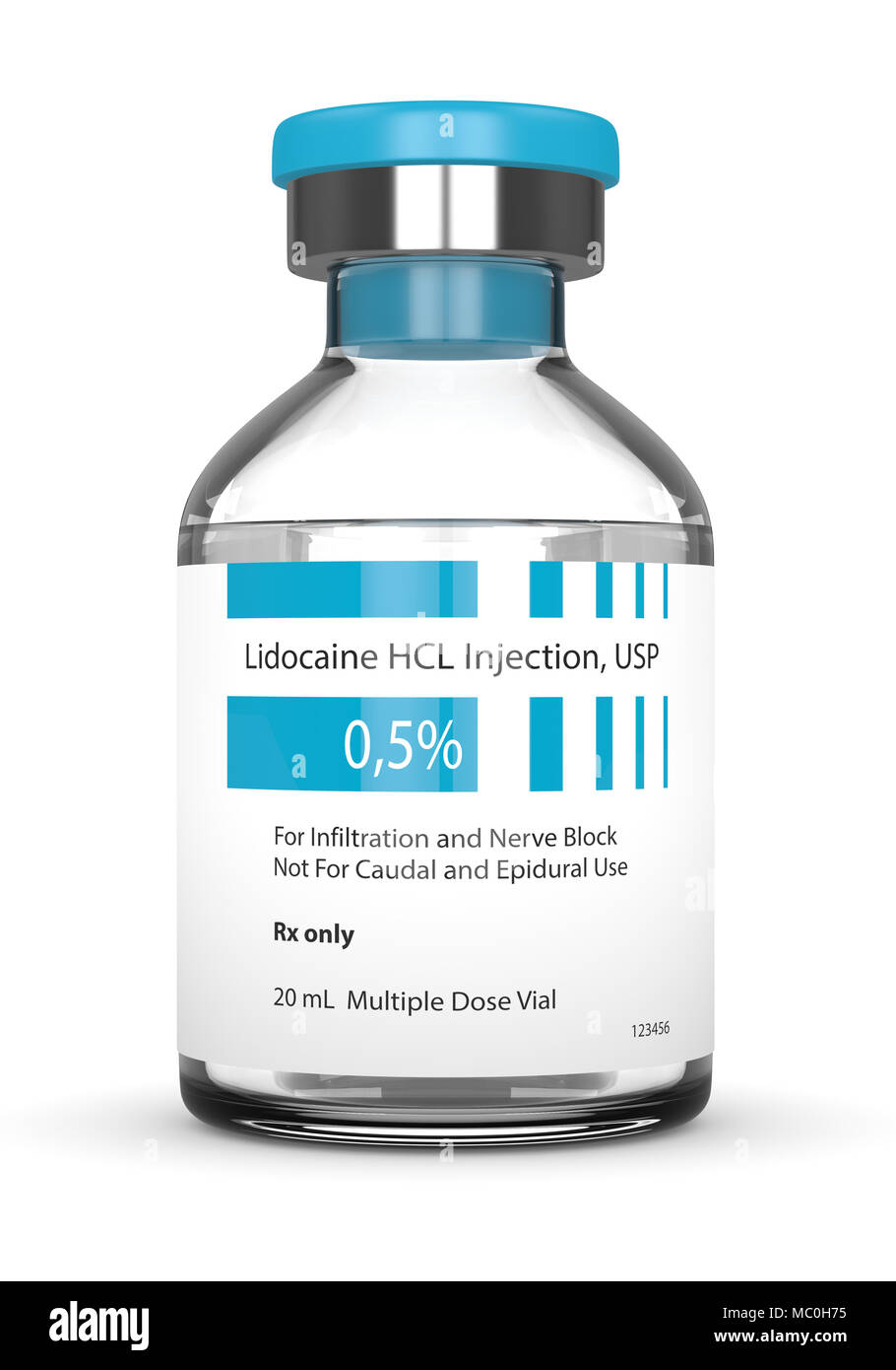 3d render of lidocaine glass vial isolated over white background ...