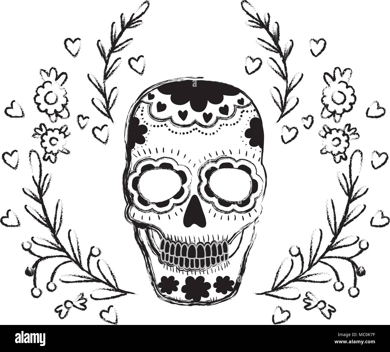 death day skull with wreath Stock Vector Image & Art - Alamy