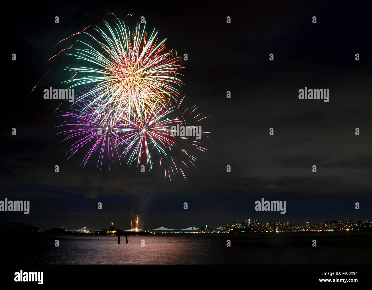 Fireworks over San Francisco Bay Stock Photo - Alamy
