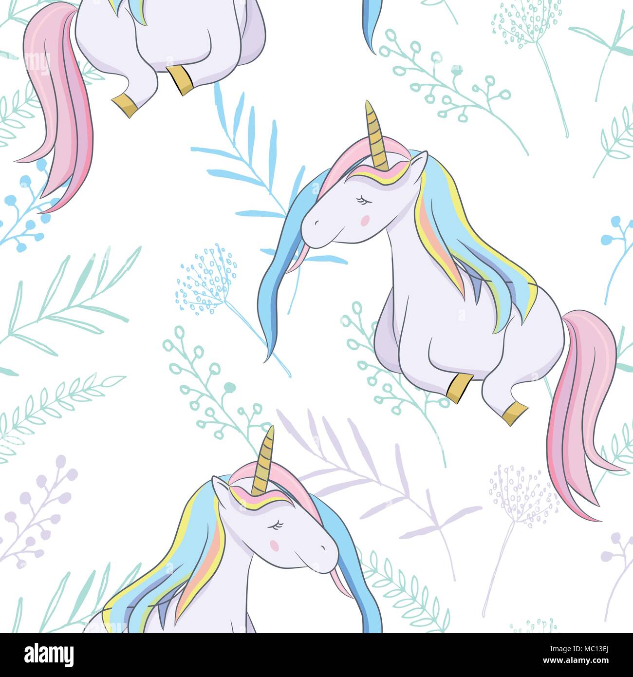 Illustration with cute mystic unicorn animal Stock Vector Image & Art ...