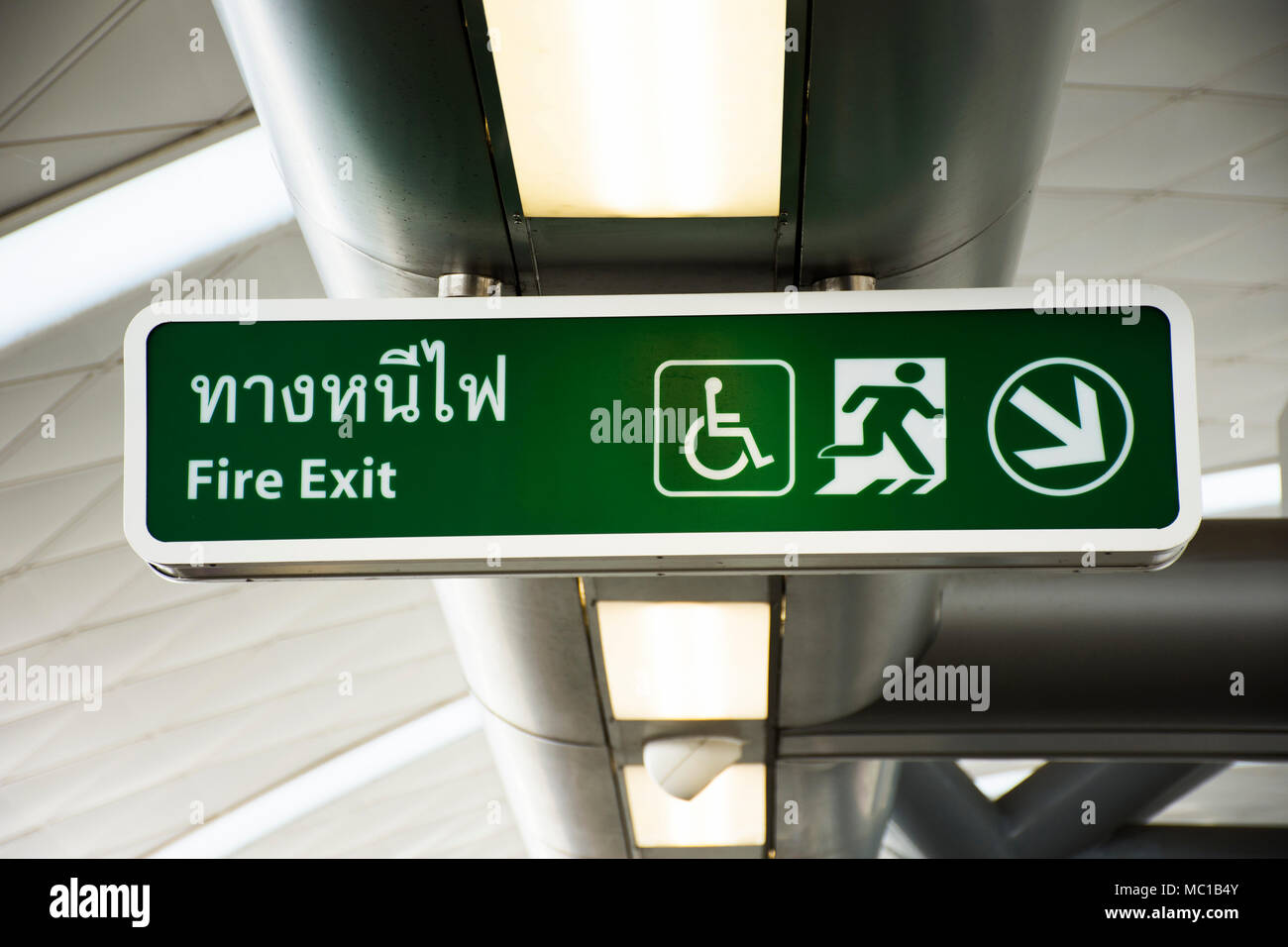 Information board for emergency exit sign in MRT Purple Line at Bang ...