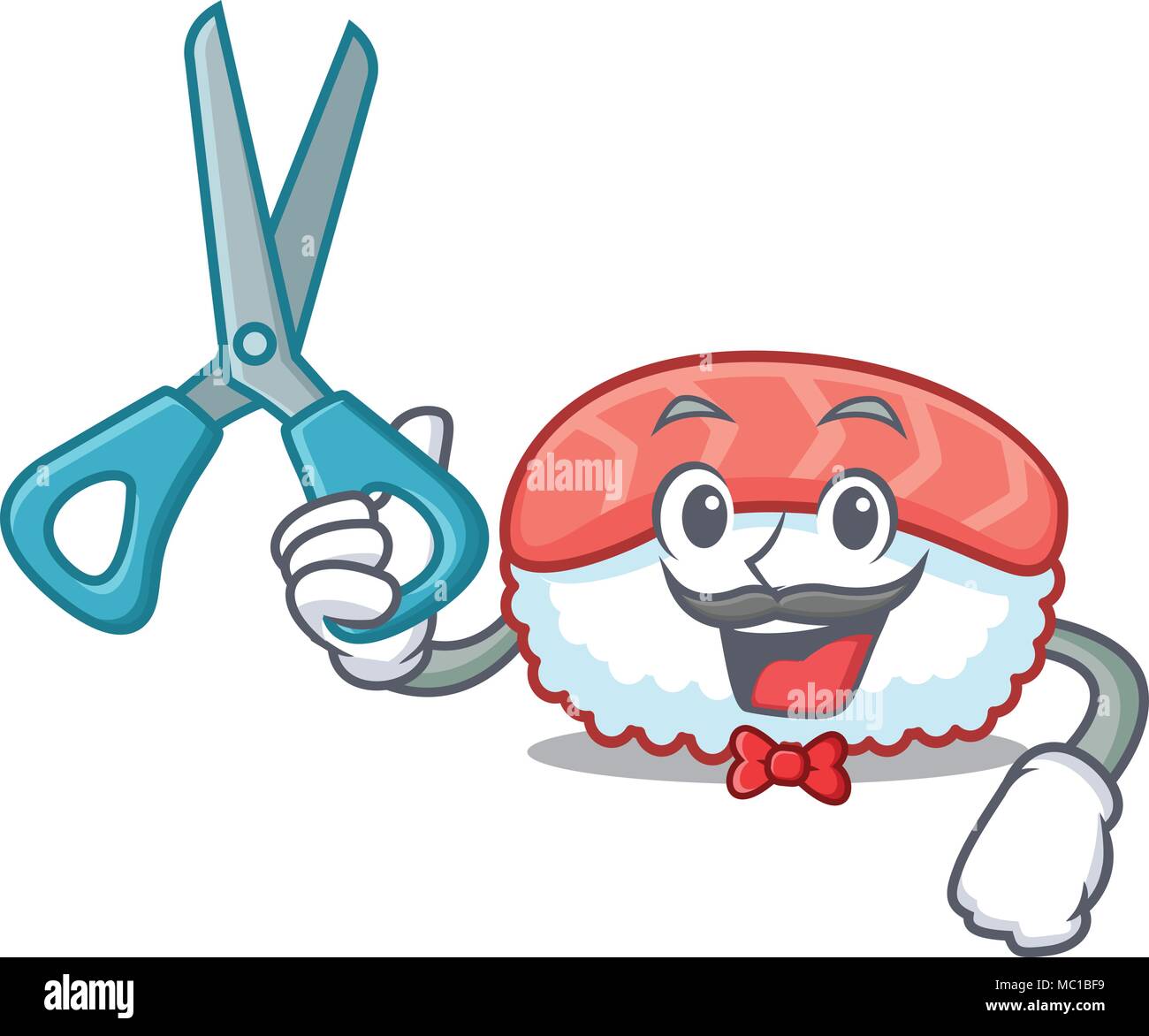Barber sushi salmon character cartoon vector illustration Stock Vector ...