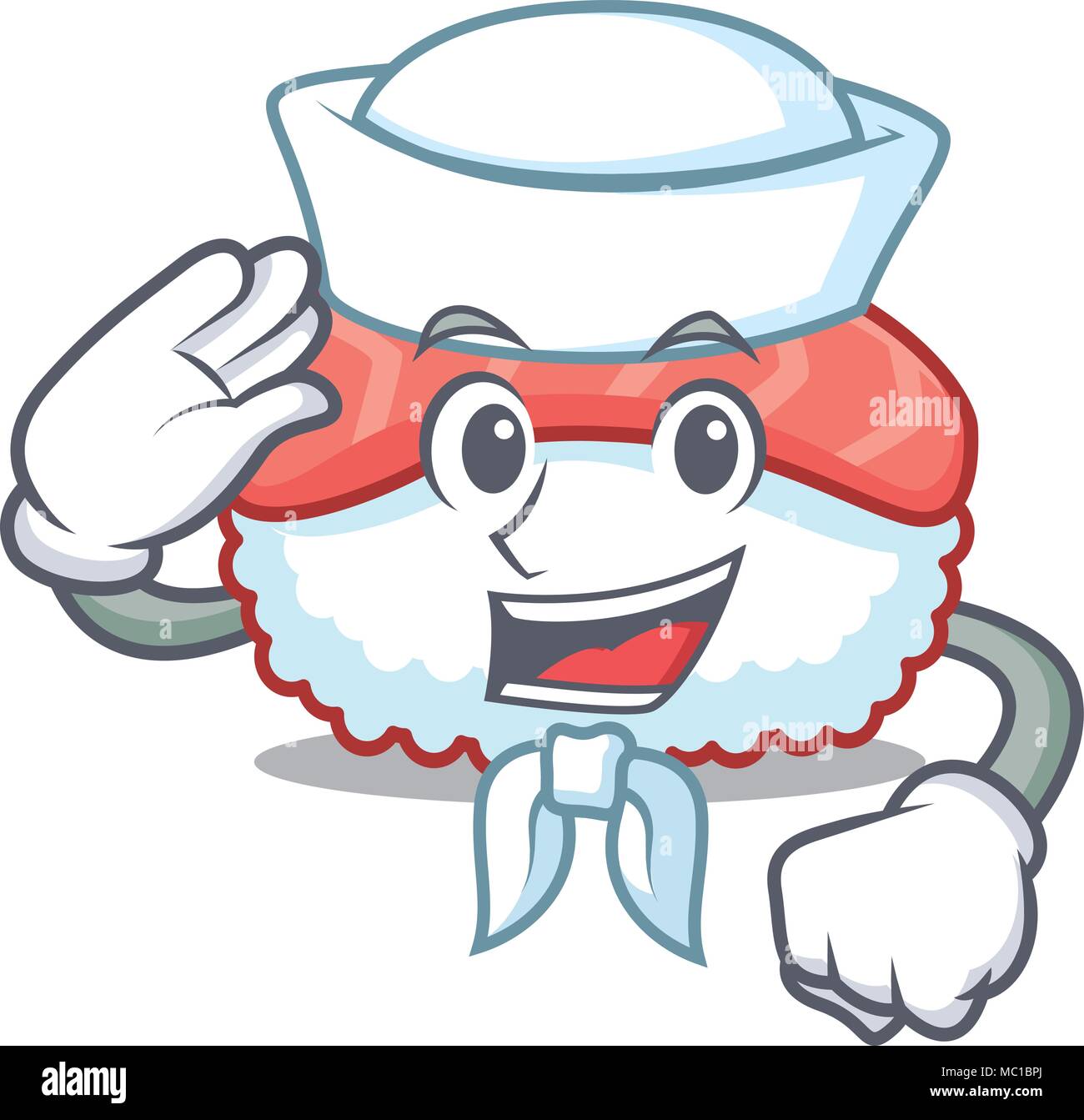 Sailor sushi salmon character cartoon vector illustration Stock Vector ...
