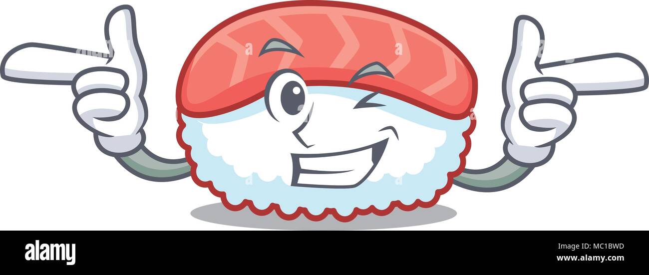 Wink sushi salmon character cartoon vector illustration Stock Vector ...
