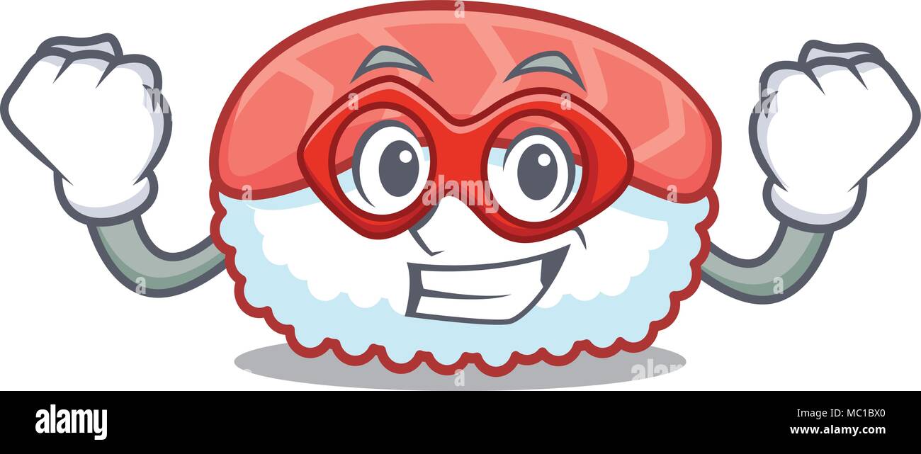 Super hero sushi salmon character cartoon vector illustration Stock ...