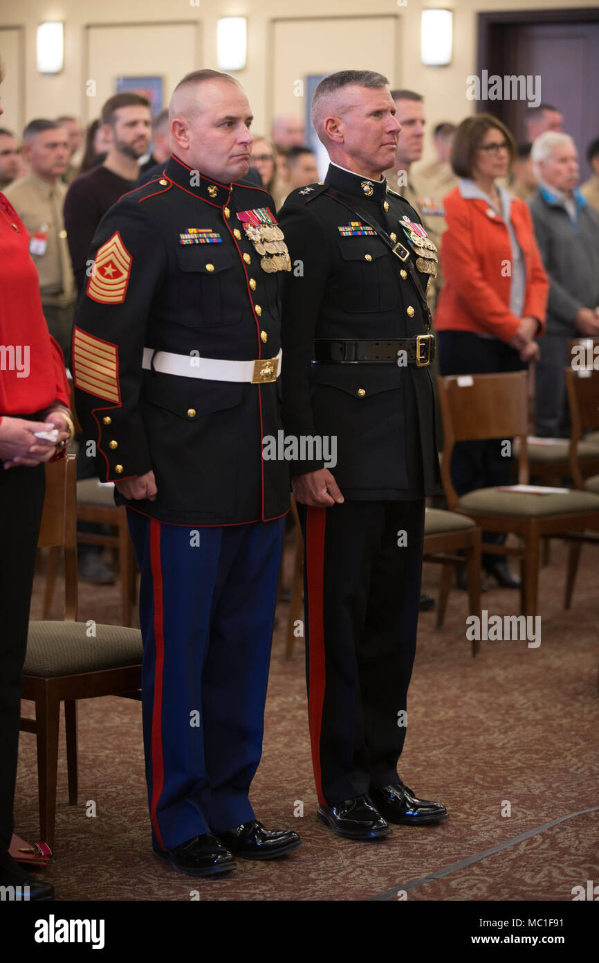 U.S. Marines Sgt. Maj. David L. Jobe, left, Marine Corps Combat ...
