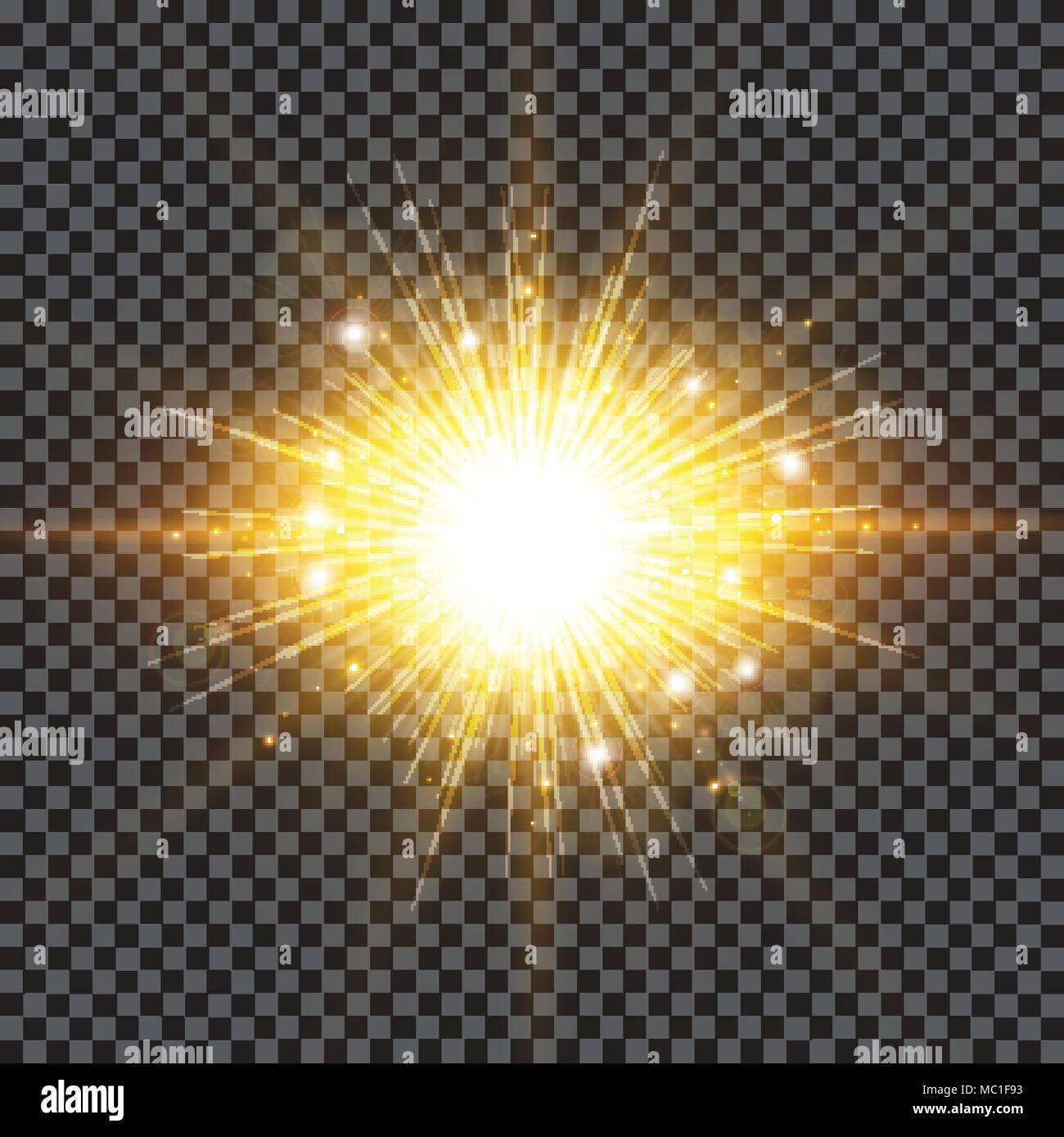 Lighting effect sparkling sun rays burst with splinter flare on ...