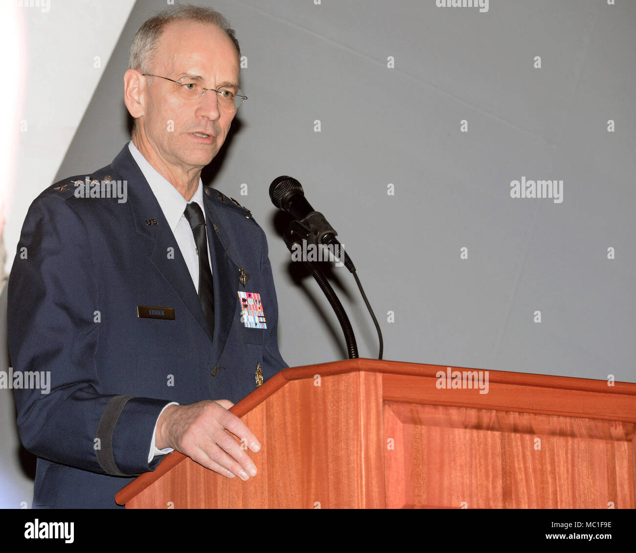 Lt. Gen. Mark Ediger, Surgeon General of the Air Force, speaks during ...