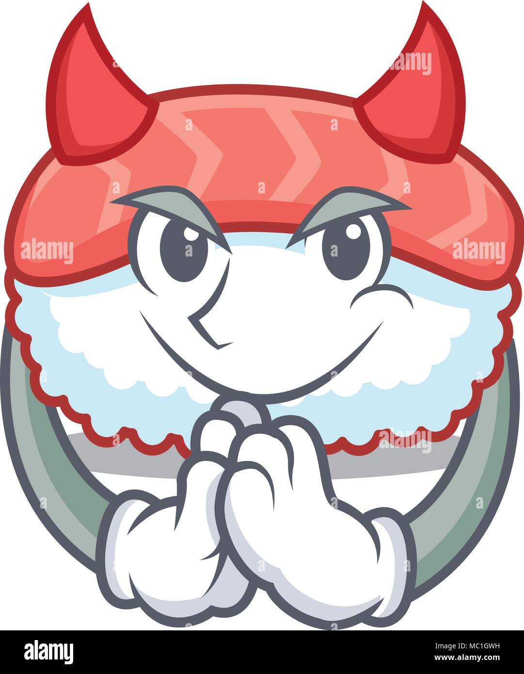 Devil sushi salmon mascot cartoon vector illustration Stock Vector ...