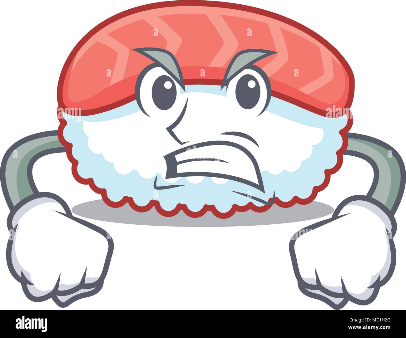 Angry sushi salmon mascot cartoon vector illustration Stock Vector ...