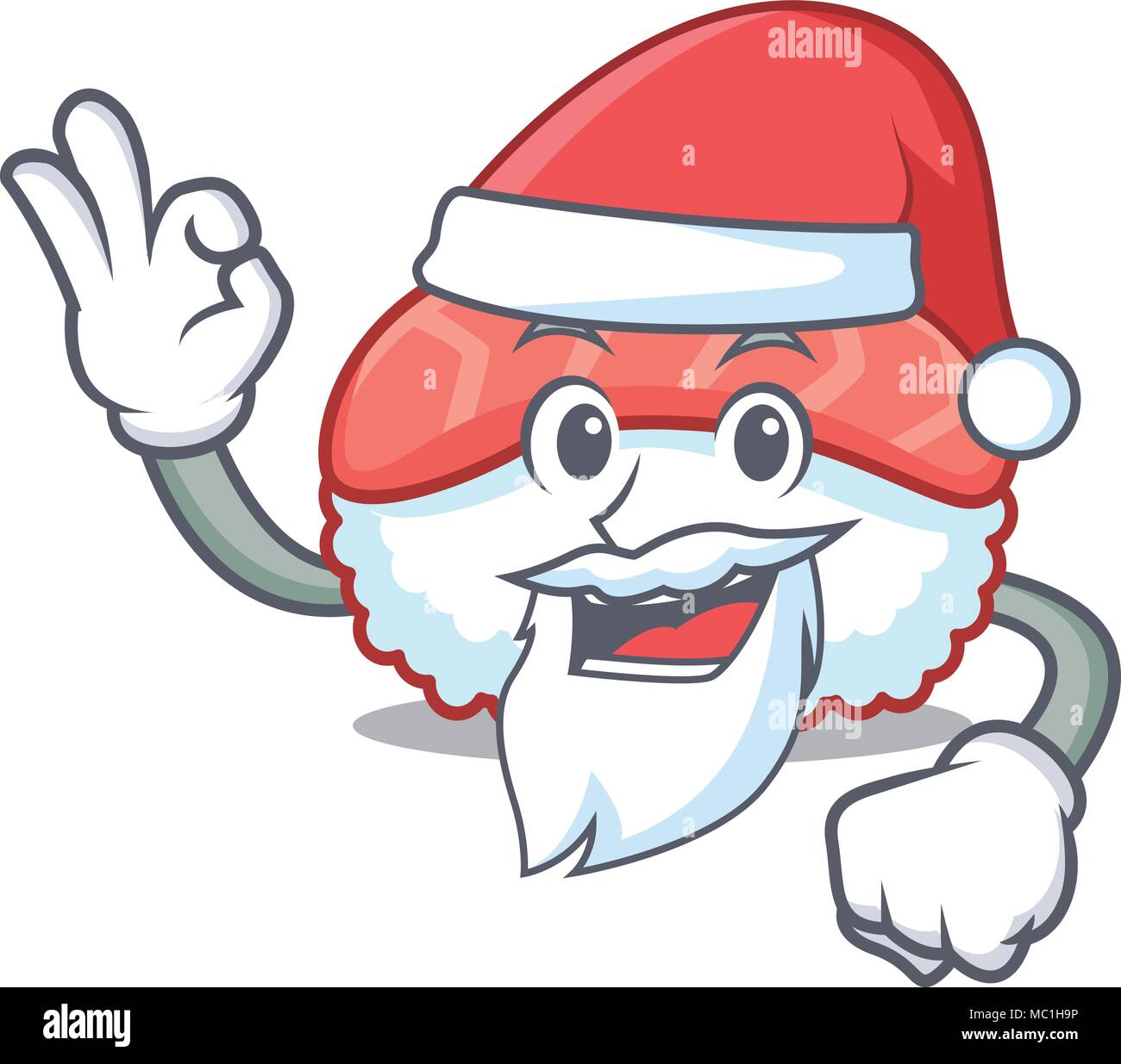Santa sushi salmon mascot cartoon vector illustration Stock Vector ...
