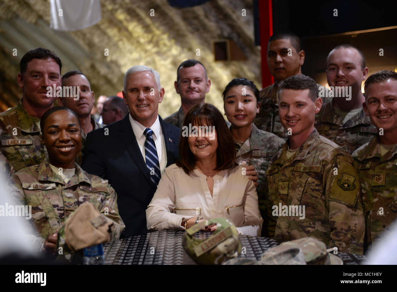 SOUTHWEST ASIA – U.S. Vice President Mike Pence and his wife Karen pose ...