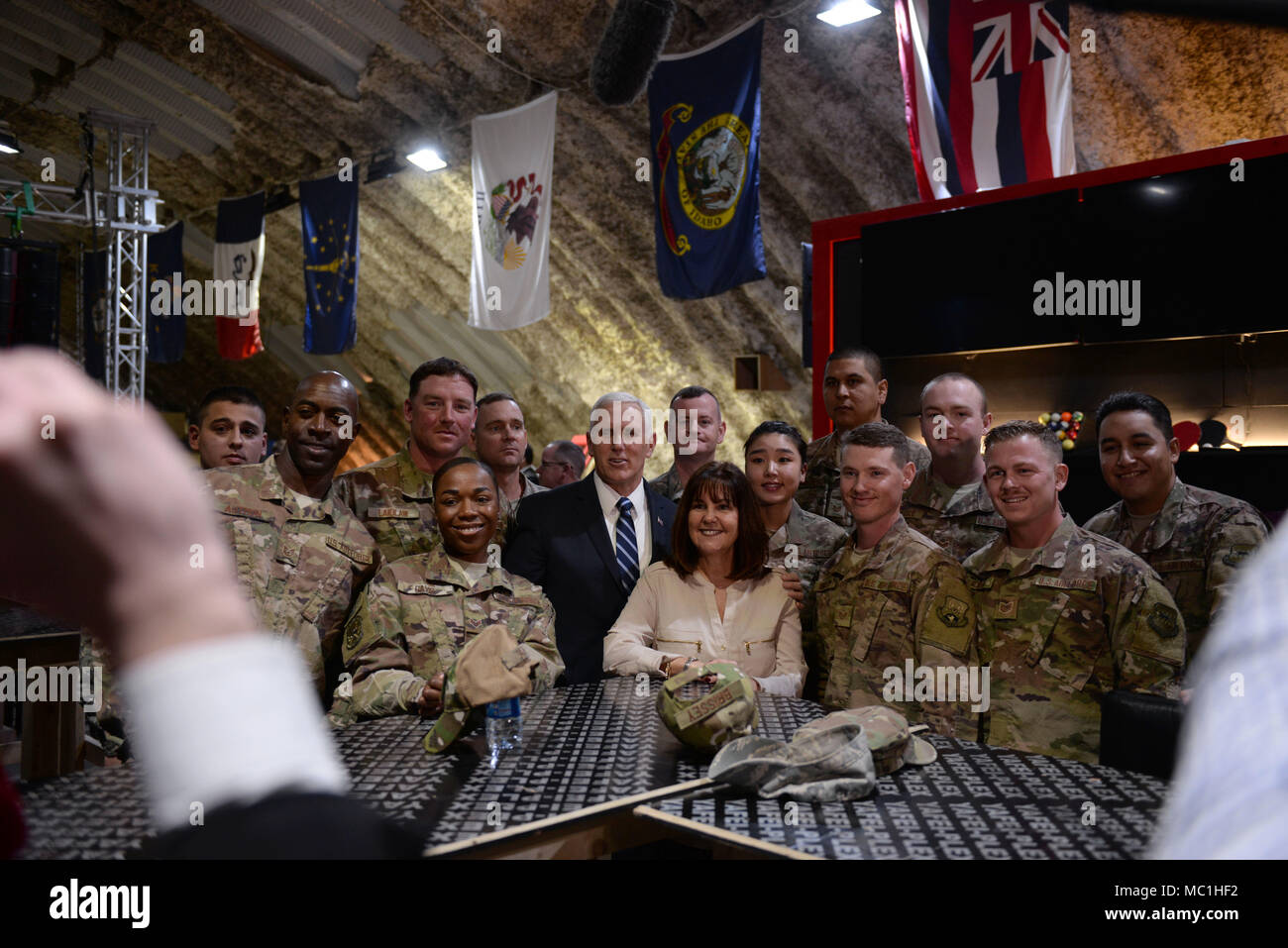 SOUTHWEST ASIA - U.S. Vice President Mike Pence and his wife Karen pose ...
