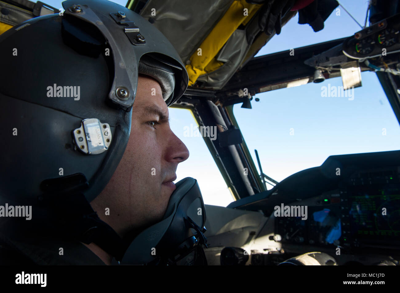 A pilot from the 23rd Expeditionary Bomb Squadron flies a B-52 ...