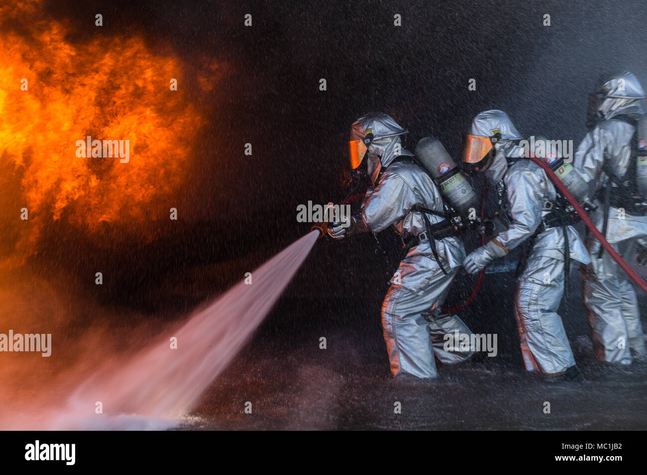 U.S. Marine Aircraft Rescue Firefighters with Marine Wing Support ...