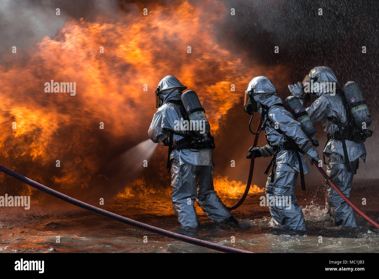 U.S. Marine Aircraft Rescue Firefighters with Marine Wing Support ...