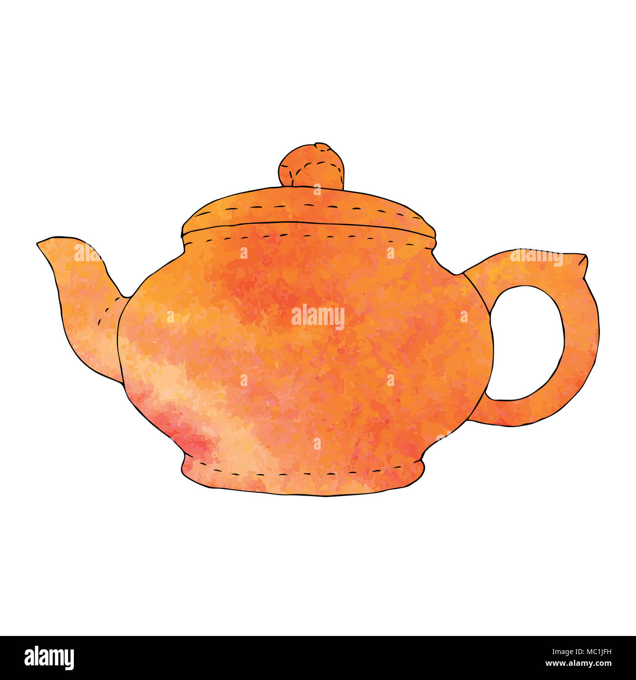 Watercolor hand drawn teapot. Vector illustration Stock Photo - Alamy